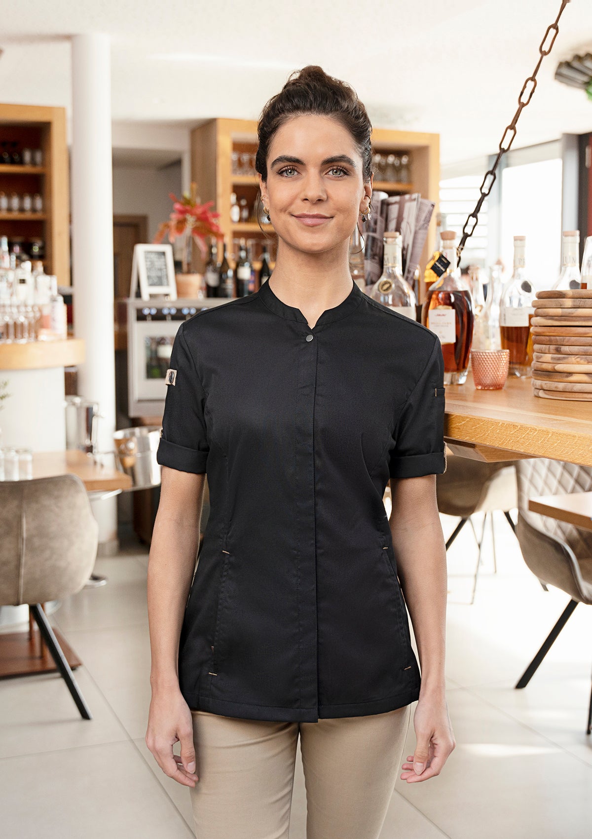 Women's Chef Shirt Short Sleeves Green-Generation - Karlowsky